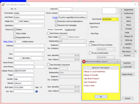 Eaglesoft Medical History Form